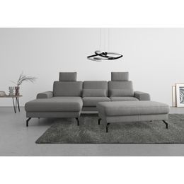 Sit & More Ecksofa SIT & MORE "Cinturo L-Form", grau, B:283cm H:91cm T:175cm, Sofas, Ecksofa, inklusive Sitztiefenverstellung und Federkern, Sitzh&ouml;he 48 cm