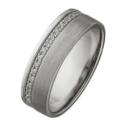Fingerring Jobo Gr. 56, silber (silber 925), Fingerringe, Damen, 56, Silber 925 (Sterlingsilber), Fingerring, 925 Silber matt mit Zirkonia rundum