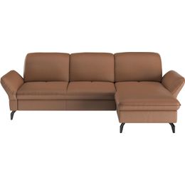 Sit & More Ecksofa SIT & MORE "Leandro L-Form", braun (haselnuss), B:267cm H:88cm T:200cm, 100% Polyester, Sofas, Ecksofa, Wahlweise mit Bett-, Kopfteil - und Armlehnfunktion, sowie Bettkasten