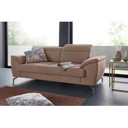 Sit & More 2-Sitzer SIT & MORE "Percy", beige, B:197cm T:112cm, Sofas, 15 cm Fu&szlig;h&ouml;he, Sitztiefenverstellung, wahlweise Kopfteilverstellung