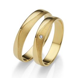 Trauring Firetti "Schmuck Geschenk Gold 375 Hochzeit Ehering "LIEBE"" Fingerringe Gr. 50, ohne Brillant, Gelbgold 585, 4 mm, goldfarben (gelbgoldfarben) Made in Germany, wahlweise mit oder ohne Brillant