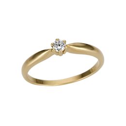 Goldring Firetti "Schmuck Geschenk Gold 375 Damenring Verlobungsring Solitär" Fingerringe Gr. 18, 0,01 ct P2 = erkennbare Einschlüsse, Gelbgold 375-Diamanten, weiß (gelbgoldfarben, weiß) Damen Fingerringe mit Brillant