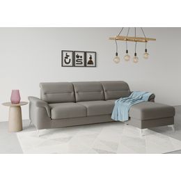 Sit & More Ecksofa SIT & MORE "Sinatra L-Form", braun (schlamm), B:258cm H:85cm T:170cm, 100% Polyester, Sofas, Ecksofa, mit Recamiere, optinal mit Kopfteilverstellung und Armteilfunktion