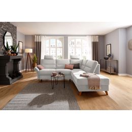 Ecksofa Home Affaire "Westerland L-Form", silber, B:238cm H:90cm T:213cm, 98% Polyester 2% Polyamid, Sofas, Ecksofa, Federkern-Polsterung, wahlweise mit Bettfunktion, Bettkasten