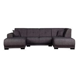 Wohnlandschaft Home Affaire "Langeland U-Form", schwarz, B:297cm H:85cm T:163cm, 100% Polyester, Sofas, Wohnlandschaft, incl. 2 Zierkissen, Recamiere wahlweise links oder rechts