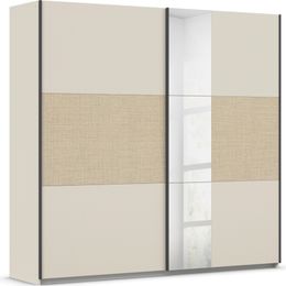 Schwebetürenschrank Rauch "Senja" Schränke Gr. B/H/T: 218 cm x 210 cm x 59 cm, 2 St., beige (champagner, rattanoptik) Schwebetürenschränke und Schiebetürenschränke mit Spiegel Bauchbinde in angesagter Rattan-Optik