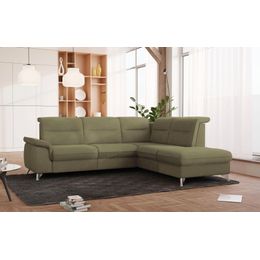 Sit & More Ecksofa SIT & MORE "Astoria L-Form", gr&uuml;n, B:256cm H:91cm T:225cm, 100% Polyester, Sofas, Ecksofa, wahlweise mit motorischer Relaxfunktion