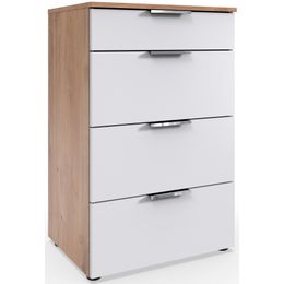 Schubkastenkommode wimex "Level by fresh to go" Sideboards Gr. B/H/T: 54 cm x 84 cm x 41 cm, 4, weiß (front weiß, korpus plankeneiche nachbildung) Schubladenkommoden 4 Schubladen mit soft-close Funktion, 54cm breit, 84cm hoch