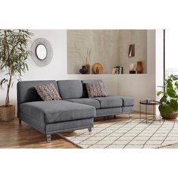 Sit & More Ecksofa SIT & MORE "Clio L-Form", grau, B:246cm H:89cm T:165cm, Sofas, Ecksofa, wahlweise mit Bettfunktion oder Vorziehsitz und Bettkasten, Federkern