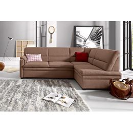 Sit & More Ecksofa SIT & MORE "Pisa L-Form", braun, B:245cm H:89cm T:161cm, NaturLEDER (echtes Rindsleder), Korpus in Kunstleder SOFTLUX;Luxus-Microfaser (90% Polyester, 10% Polyamid);Struktur (100% Polyester);Luxus-Microfaser ALTARA NUBUCK (100% Polyester), Sofas, Ecksofa, mit Federkern, wahlweise mit Bettfunktion