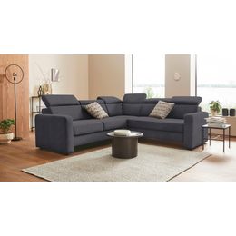 Sit & More Ecksofa SIT & MORE "Bologna L-Form", grau (anthrazit), B:247cm H:84cm T:227cm, Sofas, Ecksofa, Kopfteilverstellung, wahlweise mit Bettfunktion und Schubkasten