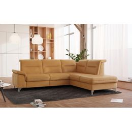 Sit & More Ecksofa SIT & MORE "Astoria L-Form", gelb (dijon), B:256cm H:91cm T:225cm, 100% Polyester, Sofas, Ecksofa, wahlweise mit motorischer Relaxfunktion