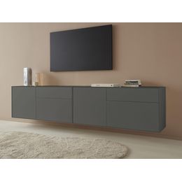 Lowboard LeGer Home by Lena Gercke "Essentials" Sideboards Gr. B/H/T: 254 cm x 56 cm x 42 cm, 4 St., grau (anthrazit) Breite: 254cm, MDF lackiert, Push-to-open-Funktion