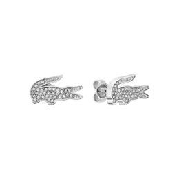 Paar Ohrstecker Lacoste "Schmuck Edelstahl Ohrrschmuck Ohrringe CROCODILE" Gr. Edelstahl, silberfarben (edelstahlfarben, transparent) Damen Ohrstecker mit Glasstein