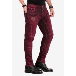 Cipo & Baxx Slim-fit-Jeans CIPO & BAXX Gr. 30, Länge 32, rot (bordeau) Herren Jeans im Antique Look