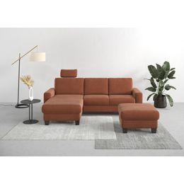 Ecksofa Home Affaire "Summer L-Form", rosa (kupfer), B:249cm H:91cm T:164cm, 95% Polyester, 5% Polyamid, Sofas, Ecksofa, mit Recamiere, mit oder ohne Bettfunktion und Bettkasten, Cord-Bezug