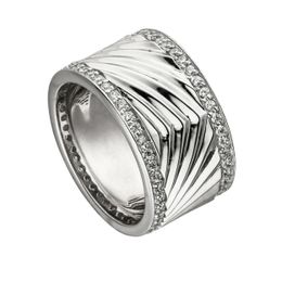 Fingerring Jobo "Breiter Ring mit Zirkonia" Fingerringe Gr. 54, Silber 925 (Sterlingsilber), silberfarben (silber 925) Damen 925 Silber