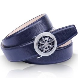 Ledergürtel Anthoni Crown Gr. 100, blau (dunkelblau) Damen Gürtel Leicht bombiert, mit Metallic-Finish