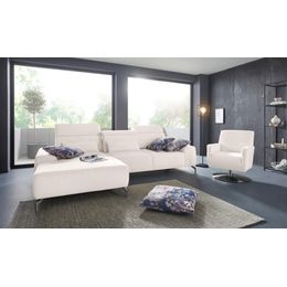 Sit & More Ecksofa SIT & MORE "Gizeh L-Form", beige (elfenbein), B:289cm T:178cm, Sofas, Ecksofa, Fu&szlig;h&ouml;he 15 cm, inklusive Sitztiefenverstellung und Kopfteilverstellung