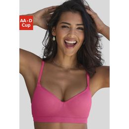 Push-up-BH Lascana "COMFY BRA", Damen, Gr. 70, Cup AA, pink, Piqué, Obermaterial: 50% Baumwolle, 33% Polyamid, 14% Polyester, 3% Elasthan, BHs, mit Bügel aus weicher Baumwollmischung, Dessous