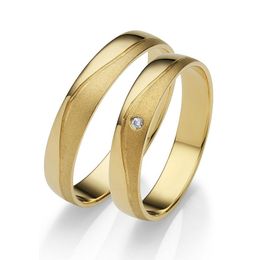 Trauring Firetti "Schmuck Geschenk Gold 375 Hochzeit Ehering "LIEBE"" Gr. 69, gold (gelbgoldfarben), Fingerringe, Damen, 69, ohne Brillant, Gelbgold 585, 4mm, Made in Germany, wahlweise mit oder ohne Brillant