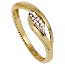 Goldring Jobo Fingerringe Gr. 52, Gelbgold 333, goldfarben (gelbgold 333) Damen 333 Gold bicolor mit Zirkonia