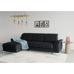 Sit & More Ecksofa SIT & MORE "Sinatra L-Form", schwarz, B:258cm H:85cm T:170cm, 98% Polyester, 2% Polyamid, Sofas, Ecksofa, mit Recamiere, optinal mit Kopfteilverstellung und Armteilfunktion