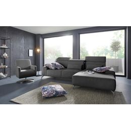 Sit & More Ecksofa SIT & MORE "Gizeh L-Form", grau (steel), B:289cm T:178cm, Sofas, Ecksofa, Fu&szlig;h&ouml;he 12 cm, inklusive Sitztiefenverstellung und Kopfteilverstellung