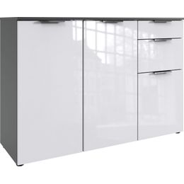 Kombikommode wimex "level36 D by fresh to go" Sideboards Gr. B/H/T: 122 cm x 84 cm x 41 cm, 2 St., grau (korpus graphit, front lack weiß) mit lackierten Hochglanz-Fronten, soft-close Funktion, 122cm breit