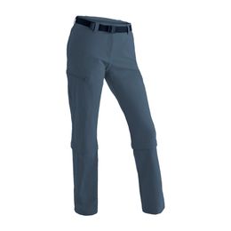 Funktionshose Maier Sports "Arolla" Gr. 20, Kurzgrößen, blau (jeansblau) Damen Hosen Funktionshosen Wanderhose, zipp-off Outdoor-Hose, 3 Taschen, Regular Fit