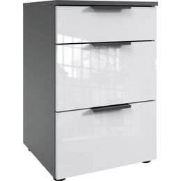 Nachtkommode wimex "level36 D by fresh to go" Sideboards Gr. B/H/T: 41 cm x 61 cm x 41 cm, 3 St., grau (korpus graphit, front lack weiß) mit soft-close Funktion und Lackfronten, 3 Schubladen