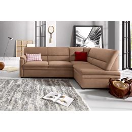 Sit & More Ecksofa SIT & MORE "Pisa L-Form", braun, B:245cm H:89cm T:161cm, NaturLEDER (echtes Rindsleder), Korpus in Kunstleder SOFTLUX;Luxus-Microfaser (90% Polyester, 10% Polyamid);Struktur (100% Polyester);Luxus-Microfaser ALTARA NUBUCK (100% Polyester), Sofas, Ecksofa, mit Federkern, wahlweise mit Bettfunktion