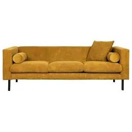 Guido Maria Kretschmer Home & Living 3-Sitzer GUIDO MARIA KRETSCHMER HOME & LIVING "Lillibeth" Sofas Gr. B/H/T: 218cm x 83cm x 74cm, Cord, gelb (safran) Zierkissen als Wendekissen, Bezug Samtoptik oder Cord