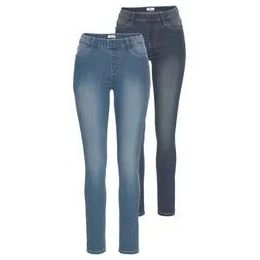 Jeansjeggings Flashlights Gr. 52, N-Gr, blau (darkblue-used) Damen Jeans enge Passform, Röhrenjeans, Used-Look-Waschung, hohe Leibhöhe