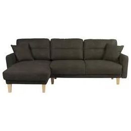 Ecksofa Home Affaire "Triplo, Zierkissen, Schlaffunktion, B/T/H: 234/164/89 cm, L-Form", grau (anthrazit), B:234cm H:89cm T:164cm, Sofas, wahlweise mit Bettfunktion und Bettkasten, Liegefläche 210/132 cm