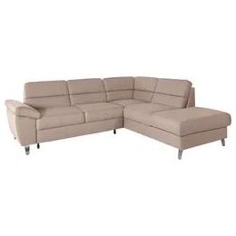 Sit & More Ecksofa SIT & MORE "Sorano L-Form" Sofas Gr. B/H/T: 249cm x 88cm x 212cm, Flachgewebe, Ottomane rechts, ohne Funktion, braun (macchiato) wahlweise mit Bettfunktion und Bettkasten