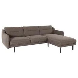 Ecksofa Andas "Nordfyn L-Form" Sofas Gr. B/H/T: 239 cm x 81 cm x 166 cm, Struktur weich, Recamiere rechts, braun edles Design in 3 Bezugsqualitäten, by Morten Georgsen