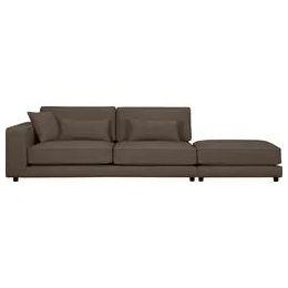 Ottomane OTTO products "Grenette" Sofas Gr. B/H/T: 291cm x 77cm x 102cm, Samtoptik recycelt, Armlehne links, braun Modulsofa, im Baumwoll-Leinenmix oder aus recycelten Stoffen