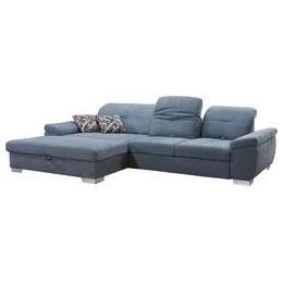 Ecksofa Alina "Tessa" Sofas Gr. B/H/T: 300 cm x 91 cm x 199 cm, Struktur fein XBO, Recamiere links, mit Sitztiefenverstellung-mit Bettfunktion-mit Bettkasten, blau (blaugrau xbo 26) inkl. Sitztiefenverstellung, wahlweise mit Bettfunktion und Bettkasten