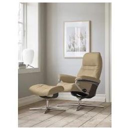 Relaxsessel stressless "Sunrise" Sessel Gr. Leder PALOMA, Cross Base Wenge, Relaxfunktion-Drehfunktion-PlusTMSystem-Gleitsystem-BalanceAdaptTM, B/H/T: 79cm x 103cm x 73cm, beige (sand paloma) mit Hocker, Cross Base, Größe S, M & L, Holzakzent Wenge