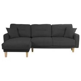 Ecksofa Home Affaire "Triplo, Zierkissen, Schlaffunktion, B/T/H: 234/164/89 cm, L-Form" Sofas Gr. B/H/T: 234cm x 89cm x 164cm, Luxus-Microfaser weich, Recamiere links, mit Bettfunktion-mit Bettkasten, grau (graphit) wahlweise mit Bettfunktion und Bettkasten, Liegefläche 210132 cm