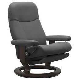 Relaxsessel stressless "Garda" Sessel Gr. Leder BATICK, PowerTM Leg & Back-mit Akku-Classic Base Wenge, B/H/T: 85 cm x 100 cm x 77 cm, grau (grey batick) verstellbar, optional 2-motorisch, Größe M & L, Gestell Wenge