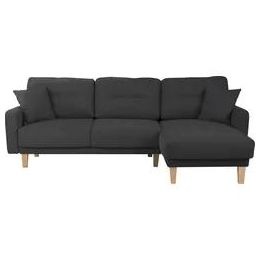 Ecksofa Home Affaire "Triplo, Zierkissen, Schlaffunktion, B/T/H: 234/164/89 cm, L-Form" Sofas Gr. B/H/T: 234 cm x 89 cm x 164 cm, Luxus-Microfaser weich, Recamiere rechts, ohne Bettfunktion-ohne Bettkasten, grau (graphit) wahlweise mit Bettfunktion und Bettkasten, Liegefläche 210132 cm