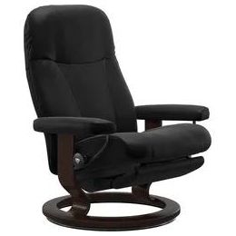 Relaxsessel stressless "Garda" Sessel Gr. Leder BATICK, PowerTM Leg & Back-ohne Akku-Classic Base Braun, B/H/T: 85cm x 100cm x 77cm, schwarz (black batick) verstellbar, optional 2-motorisch, Größe M & L, Gestell Braun