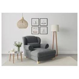 Feldmann-Wohnen Loveseat HOME AFFAIRE "Loveseat Queenie" Sessel Gr. Struktur fein, B/H/T: 125 cm x 111 cm x 146 cm, grau (dark grey) mit softem, weichem Sitzkomfort, zeitloses Design, inkl. Zierkissen