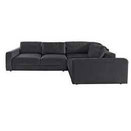 Ecksofa Places of Style "Bloomfield, L-Form" Sofas Gr. B/H/T: 304cm x 84cm x 224cm, Velours, langer Schenkel links, XXL mit Sitztiefenverstellung, grau (anthrazit) extra tiefe Sitzfläche, wahlweise mit Sitztiefenverstellung