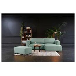 Ecksofa Tom Tailor HOME "HEAVEN STYLE S" Sofas Gr. B/H/T: 242cm x 85cm x 162cm, Struktur fein TBO, Recamiere rechts, ohne Bettfunktion-ohne Bettkasten-Metallfuß, grün (mint tbo 53) aus der COLORS COLLECTION, wahlweise mit Bettfunktion & Bettkasten