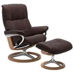 Relaxsessel stressless "Mayfair" Sessel Gr. Leder PALOMA, Signature Base Eiche, Relaxfunktion-Drehfunktion-PlusTMSystem-Gleitsystem-BalanceAdaptTM, B/H/T: 79cm x 102cm x 73cm, braun (chocolate paloma) mit Hocker, Signature Base, Größe S, M & L, Gestell Eiche