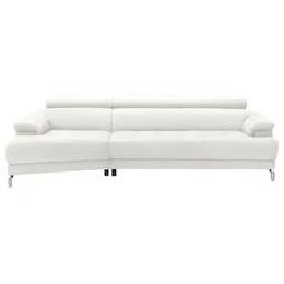 Ecksofa Egoitaliano "Soul, extravagantes Designsofa, Megasofa, super bequem, tolle Details" Sofas Gr. B/H/T: 246 cm x 99 cm x 140 cm, Leder BULL, Recamiere links, weiß mit Trapez-Abschlußelement, inkl verstellbarer Kopfteile