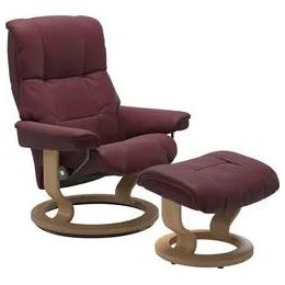 Fußhocker stressless "Mayfair" Hocker Gr. B/H/T: 55cm x 38cm x 39cm, Leder BATICK, Classic Base Eiche, rot (bordeaux batick) mit Classic Base, Gestell Eiche